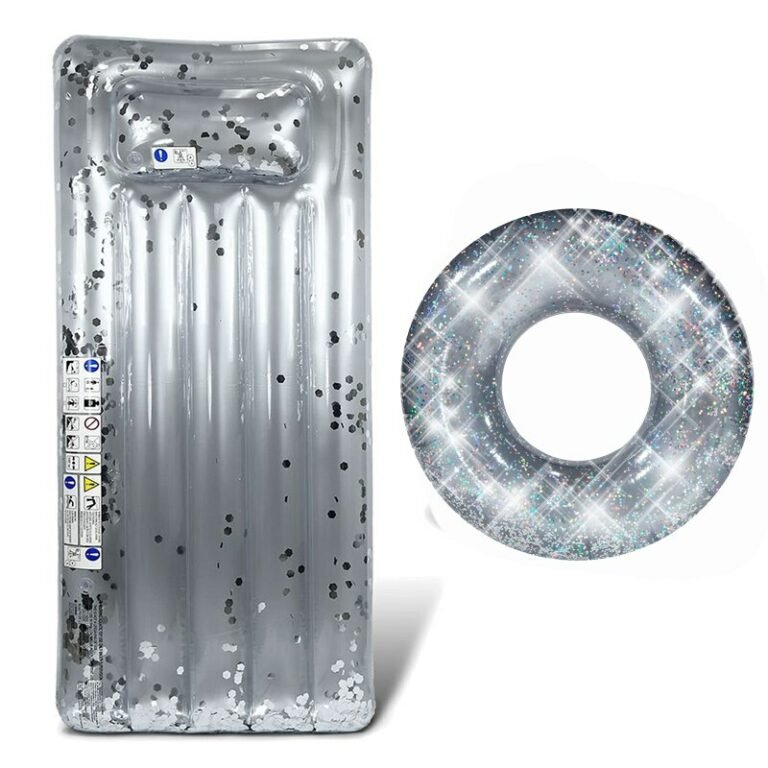 Silver Glitter Confetti Inflatable Pool Float Lounger For Beach Party ...