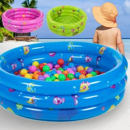 Portable Inflatable Toddler Swimming Pool 3 Ring Folding Kids Bathtub ...