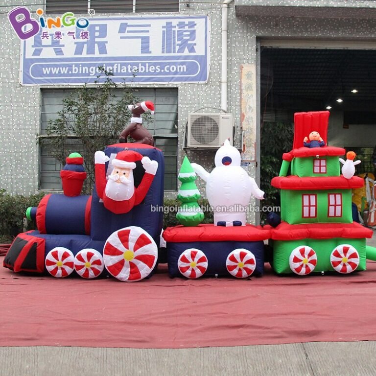Outdoor Inflatable Christmas Train Decoration 7 Meters Festive Balloon ...
