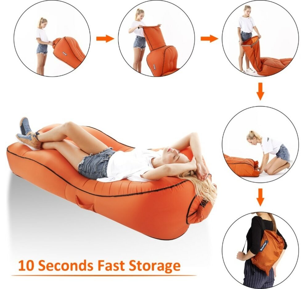Inflatable Camping Sofa Outdoor Air Hammock Beach Sleeping Bag Fishing ...