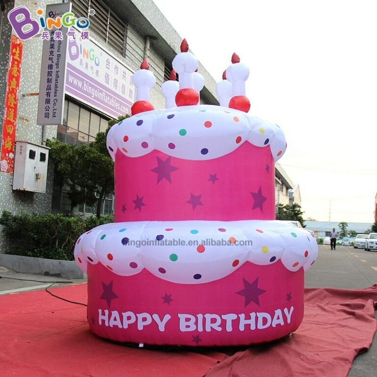 Kids Inflatable Birthday Cake Decor 2m High Double Layer With Air Fan ...