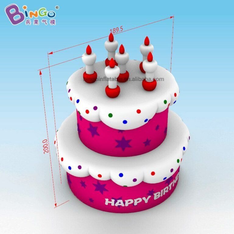 Kids Inflatable Birthday Cake Decor 2m High Double Layer With Air Fan ...