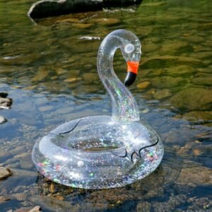 Holographic Swan Inflatable Pool Float Glitter Water Toy For Kids ...
