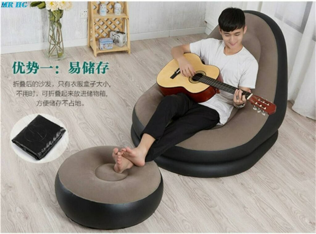 Air Inflatable Pvc Sofa Lounger With Cushioned Foot Rest For Home ...