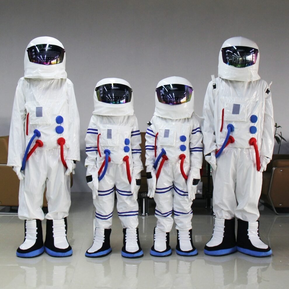 Adults Kids Silver White Inflatable Astronaut Costume With Backpack ...