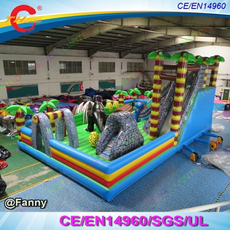 Kids 12x8m Dinosaur Park Inflatable Bouncer House With Slide Party ...